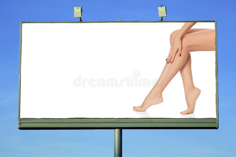 Billboard with female legs stock image. Image of lamp - 26087445