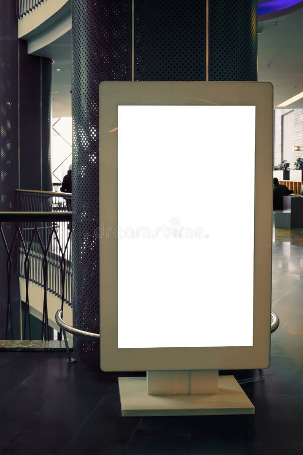 Billboard Inside the Mall. Empty Board Filled with White Color Stock ...