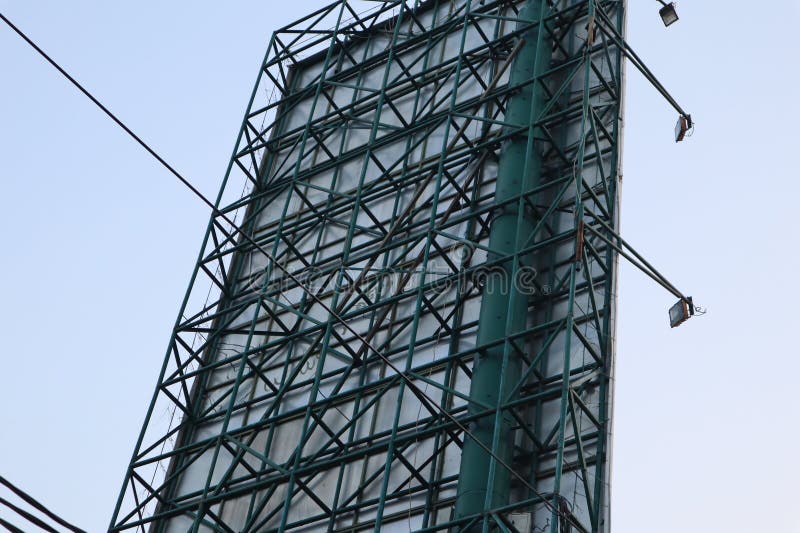 Billboard Iron Frame in the Afternoon Stock Image - Image of skyscraper ...