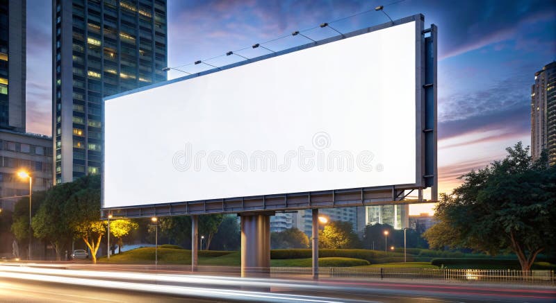 A Billboard of a Large Urban Format Against the Background of the Night ...