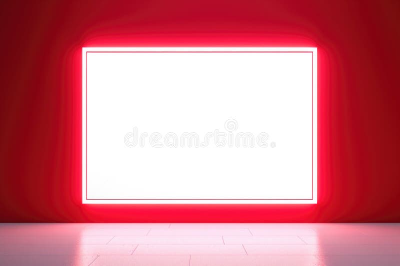 Billboard Layout with Red Neon Lighting Stock Illustration ...