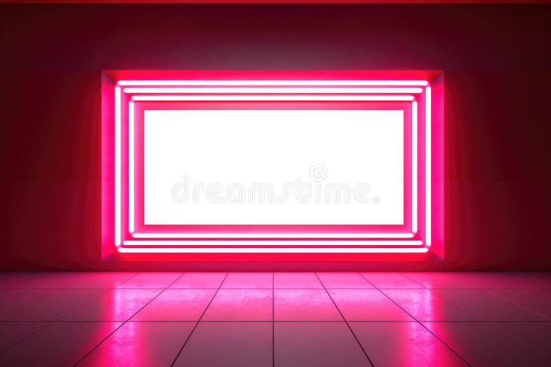 Billboard Layout with Red Neon Lighting Stock Illustration ...