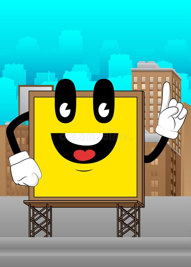 Billboard Making a Point. Cute Cartoon Advertisement Sign. Stock Vector ...