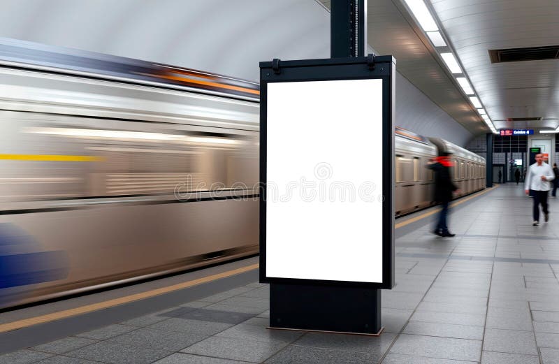 Billboard Mockup at the Metro Station Stock Illustration - Illustration ...