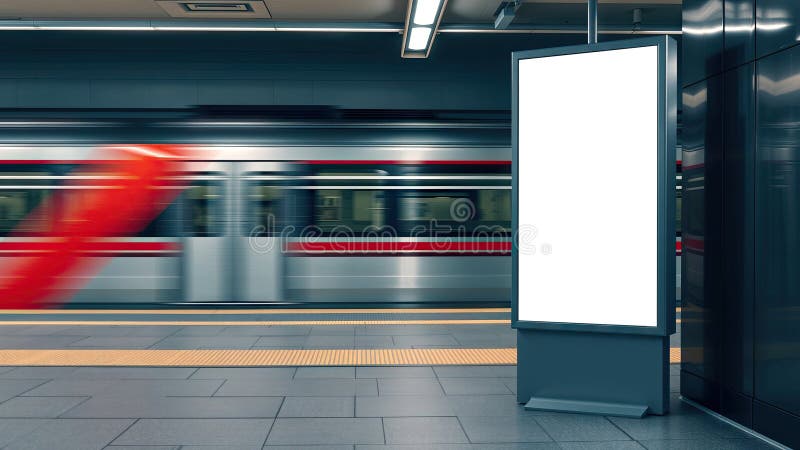 Billboard Mockup at the Metro Station Stock Illustration - Illustration ...