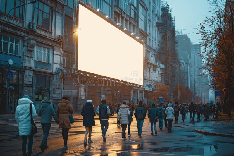 Billboard Mockup in Supermarket with Walking People and F Stock ...