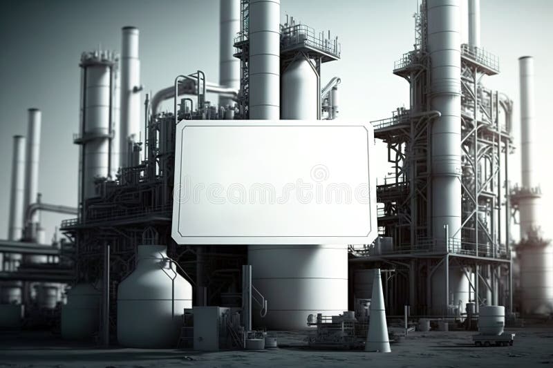 Billboard Sign at the Entrance of Modern Refinery. Stock Illustration ...