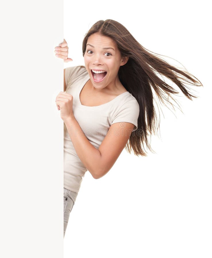 Billboard Sign Woman Ecstatic Stock Image - Image of blank, casual ...