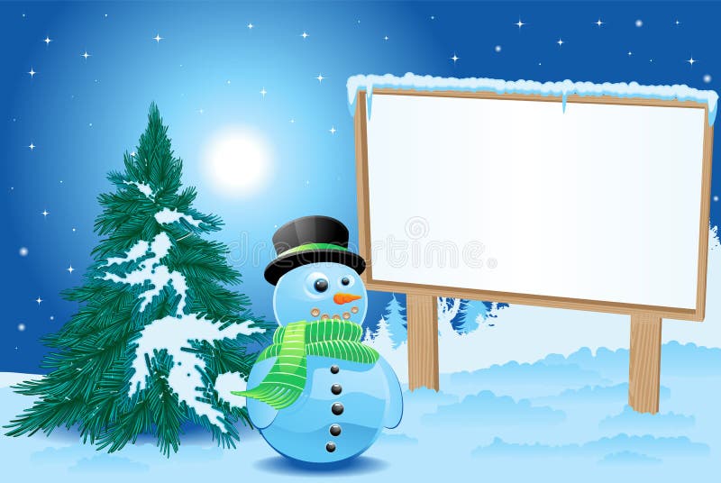 Billboard with snowman stock vector. Illustration of announcement ...