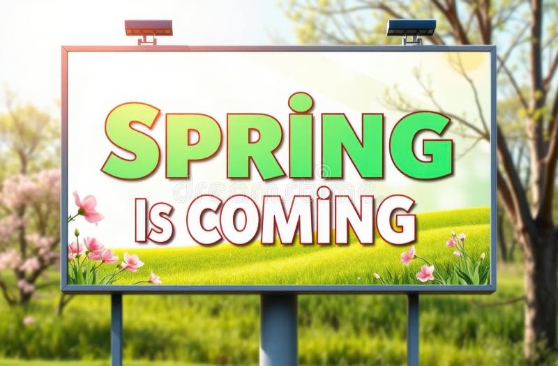 Billboard Spring is Coming at 17-1-2025 Stock Illustration ...