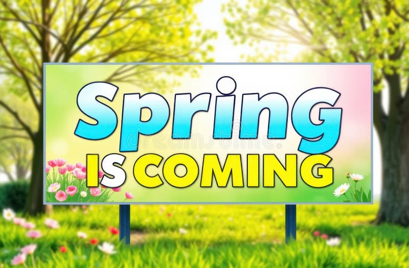 Billboard Spring is Coming at 17-1-2025 Stock Illustration ...