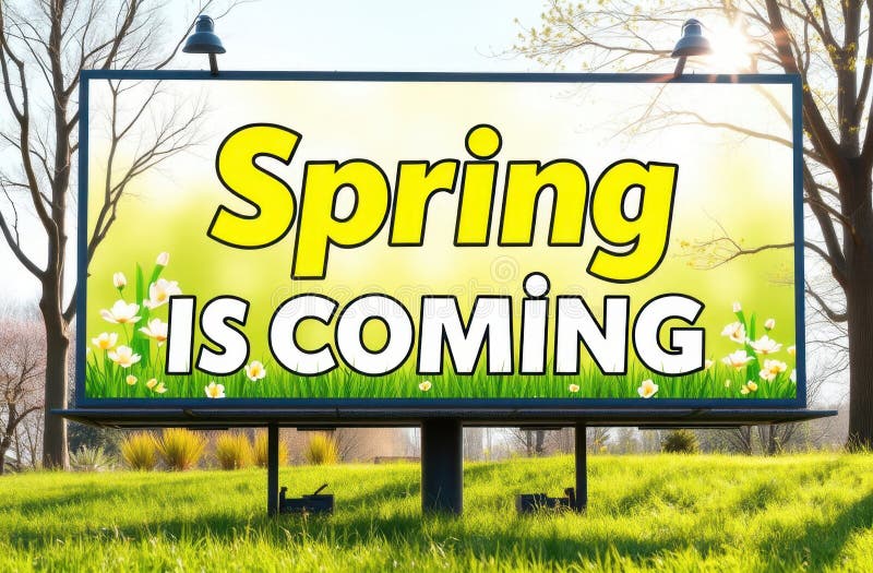 Billboard Spring is Coming at 17-1-2025 Stock Illustration ...
