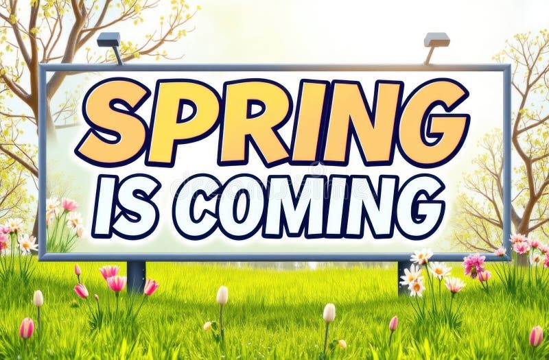 Billboard Spring is Coming at 17-1-2025 Stock Illustration ...