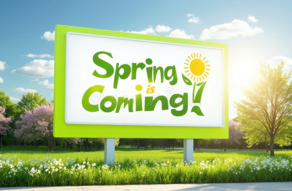 Billboard Spring is Coming at 17-1-2025 Stock Illustration ...