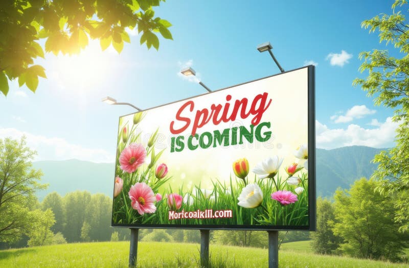 Billboard Spring is Coming at 17-1-2025 Stock Illustration ...