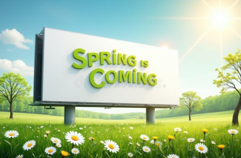 Billboard Spring is Coming at 17-1-2025 Stock Illustration ...