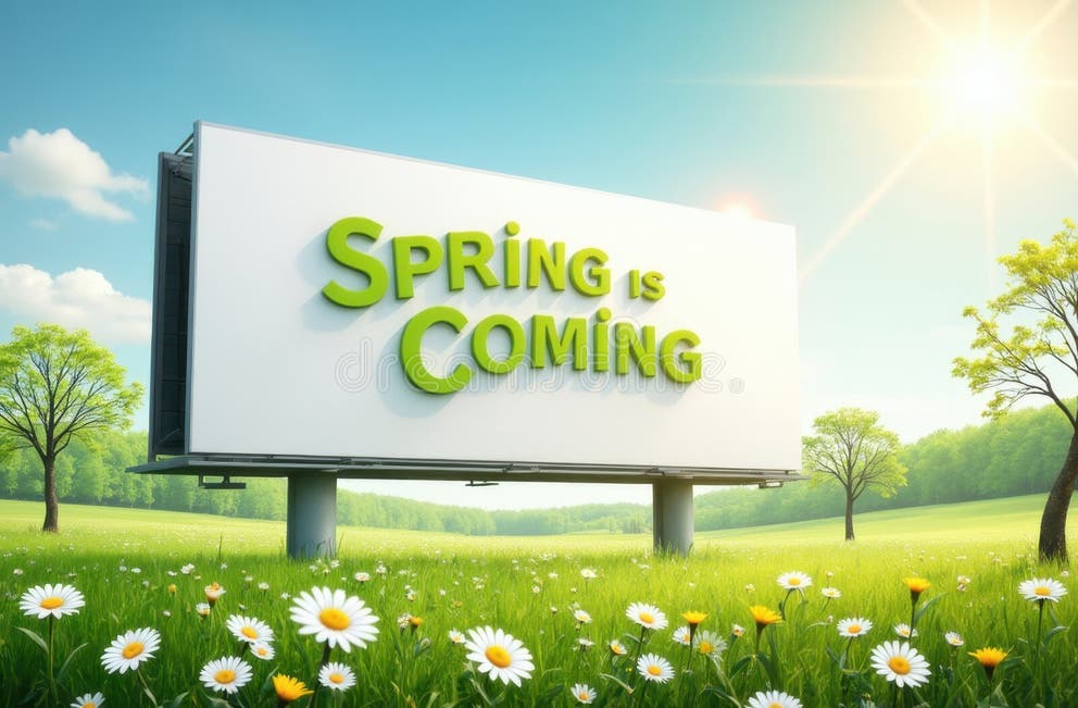Billboard Spring is Coming at 17-1-2025 Stock Illustration ...