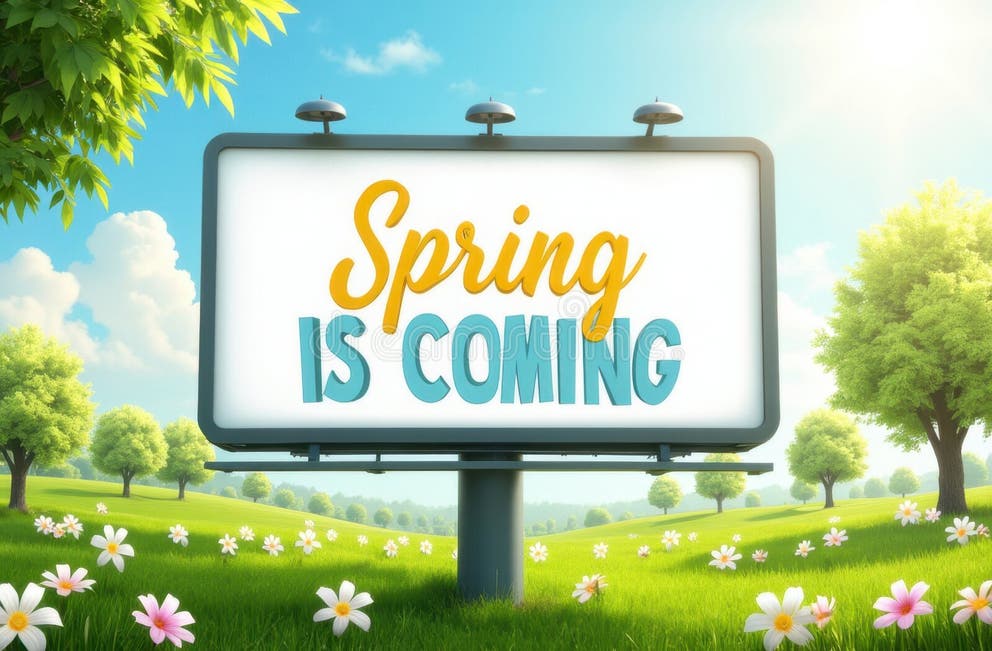 Billboard Spring is Coming at 17-1-2025 Stock Illustration ...