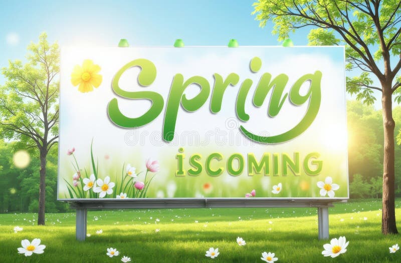 Billboard Spring is Coming at 17-1-2025 Stock Illustration ...