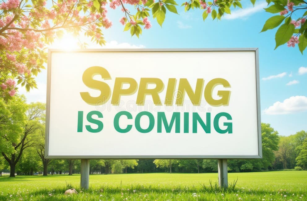 Billboard Spring is Coming at 17-1-2025 Stock Illustration ...