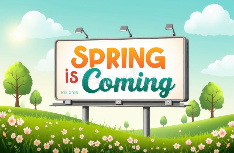 Billboard Spring is Coming at 17-1-2025 Stock Illustration ...