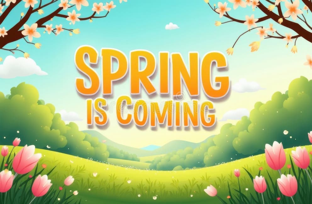 Billboard Spring is Coming at 17-1-2025 Stock Illustration ...