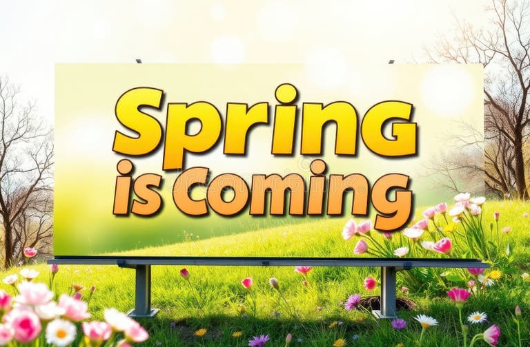 Billboard Spring is Coming at 17-1-2025 Stock Illustration ...