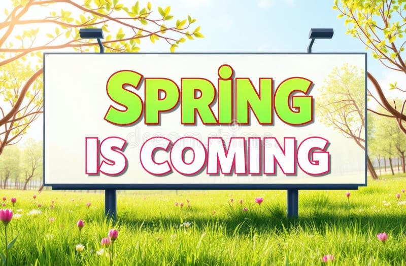Billboard Spring is Coming at 17-1-2025 Stock Illustration ...