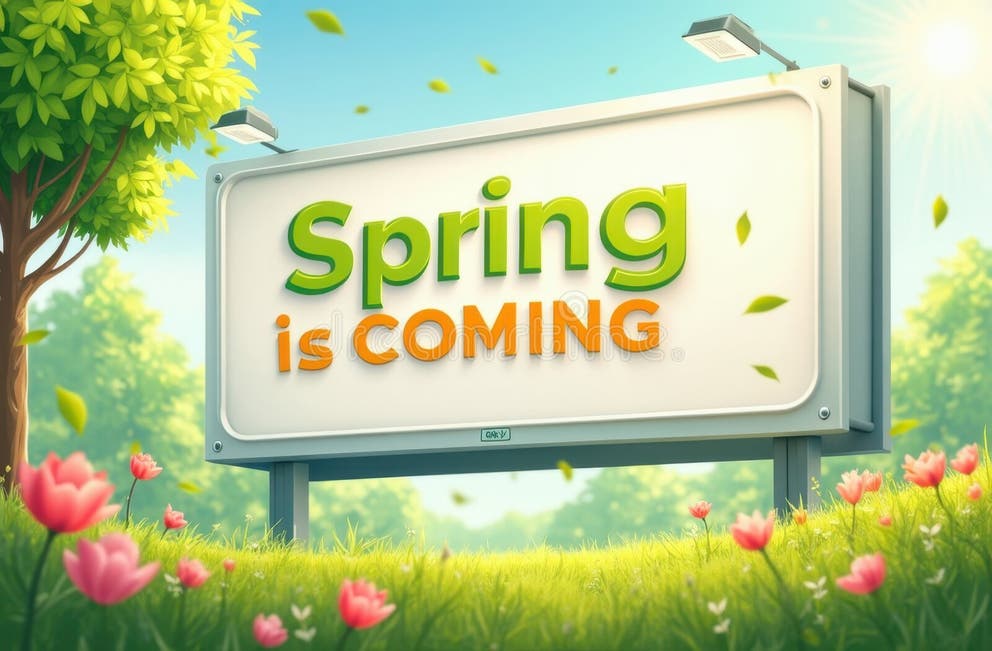 Billboard Spring is Coming at 17-1-2025 Stock Illustration ...