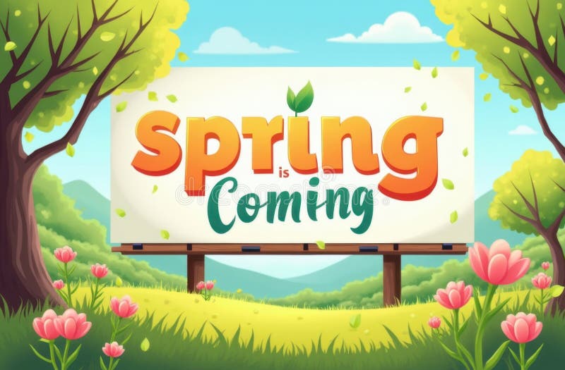 Billboard Spring is Coming at 17-1-2025 Stock Illustration ...