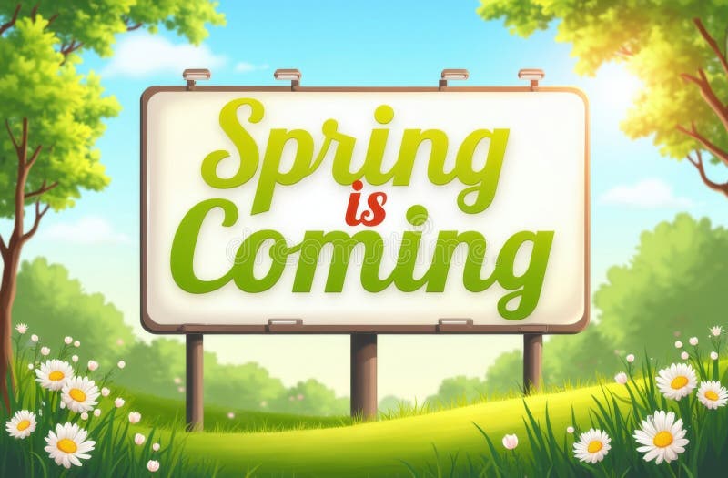 Billboard Spring is Coming at 17-1-2025 Stock Illustration ...