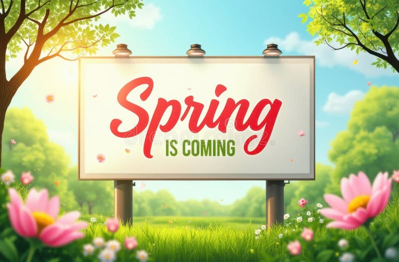 Billboard Spring is Coming at 17-1-2025 Stock Illustration ...