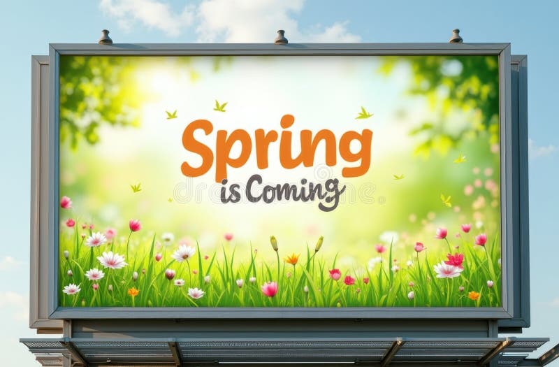 Billboard Spring is Coming at 17-1-2025 Stock Illustration ...