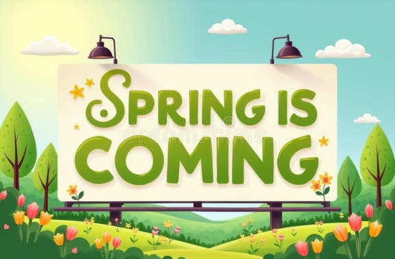 Billboard Spring is Coming at 17-1-2025 Stock Illustration ...
