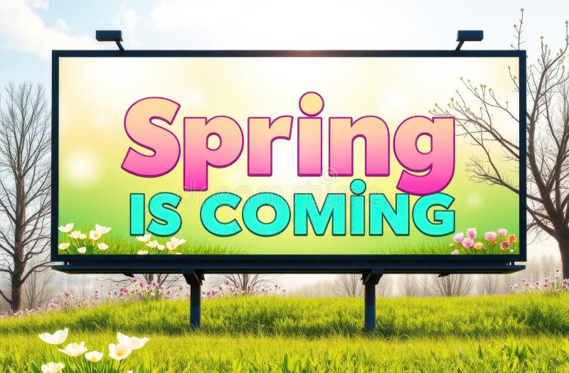 Billboard Spring is Coming at 17-1-2025 Stock Illustration ...