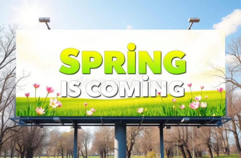 Billboard Spring is Coming at 17-1-2025 Stock Illustration ...