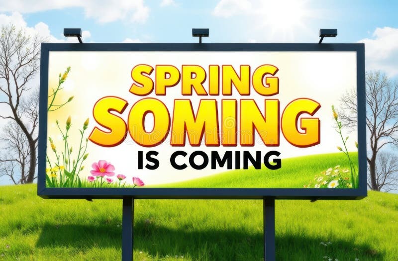 Billboard Spring is Coming at 17-1-2025 Stock Illustration ...