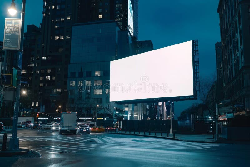 Billboard on the Street at Night Stock Image - Image of commercial ...