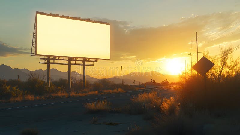 Billboard at Sunset, Desert Scenery, Empty Space for Text Stock ...