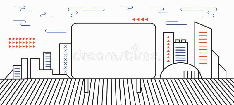 Billboard Template in Line Art Style Stock Vector - Illustration of ...
