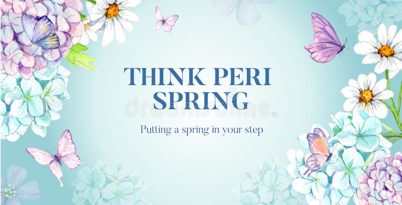 Billboard Template with Peri Spring Flower Concept,watercolor Style ...