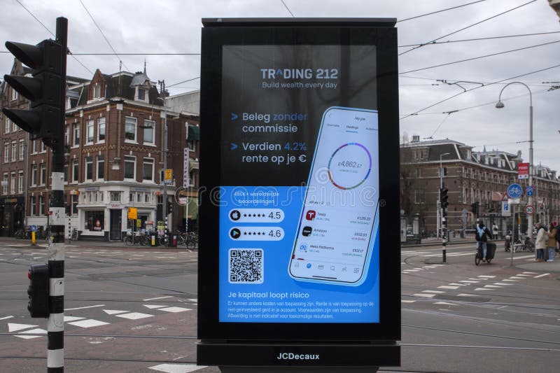 Billboard Trading 212 at Amsterdam the Netherlands 17-3-2024 Editorial ...
