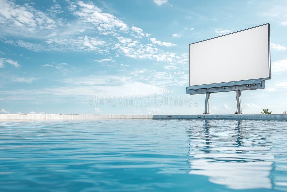 Billboard by Tranquil Poolside Stock Illustration - Illustration of ...