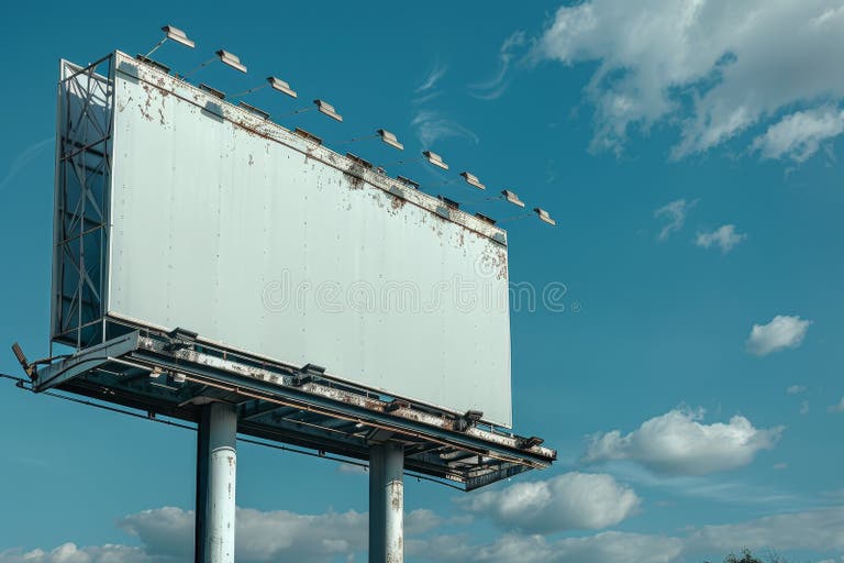 A Billboard with a White Background and a Blue Sky Stock Image - Image ...