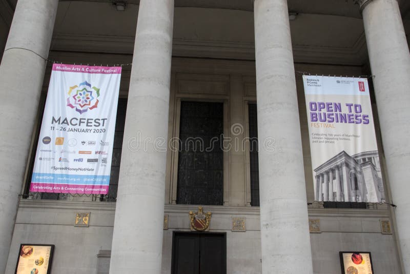 Billboards at the Central Library Manchester England 2019 Editorial ...