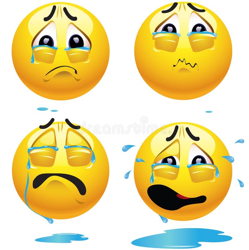 Émoticône Triste Mignonne Jaune Avec La Larme Smiley, Visage Avec Des ...