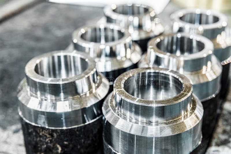 Billets of Transition Bushings on a Rack after Turning and Milling ...