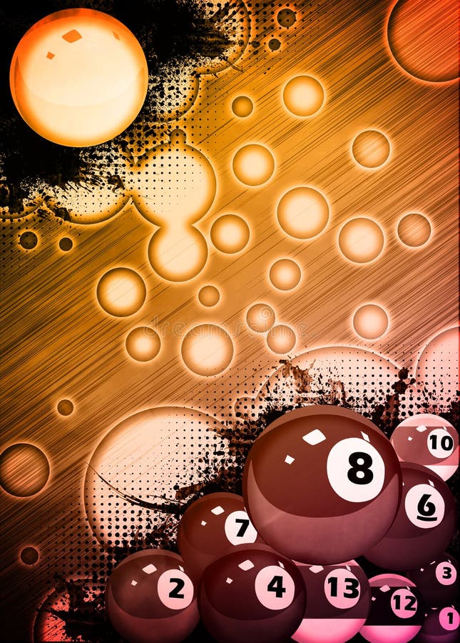 Billiard Background with Balls, Stars and Green Labels Stock Vector ...