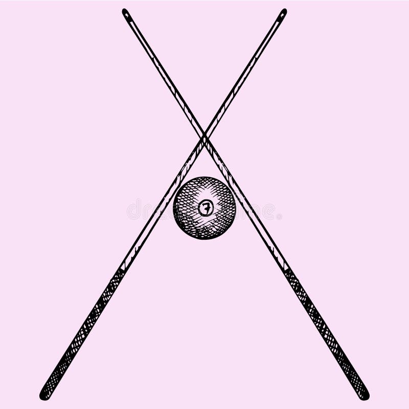 Billiard ball and cues stock vector. Illustration of league - 66166164