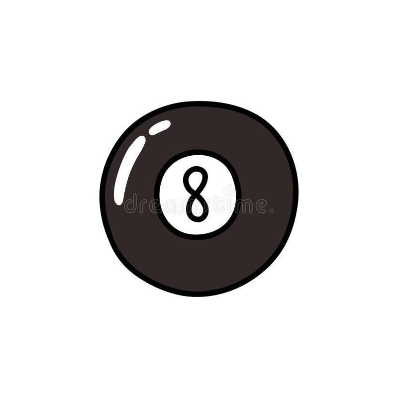 Billiard Ball 8 Doodle Icon, Vector Color Line Illustration Stock ...